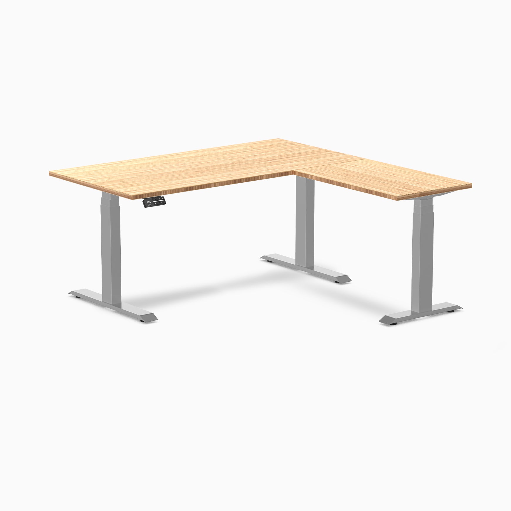 Desky Bamboo L-Shape Sit Stand Desk
