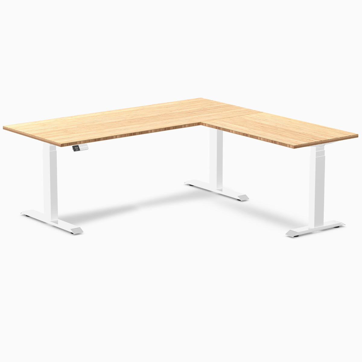 Desky Bamboo L-Shape Sit Stand Desk